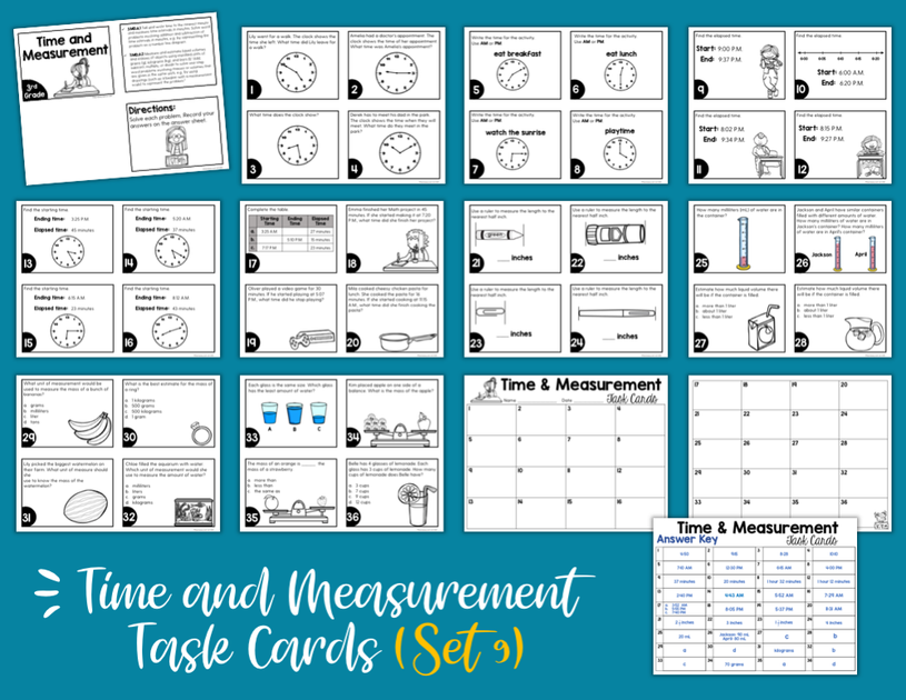 Time and Measurement Math Task Cards (3rd Grade) Google Slides and For ...