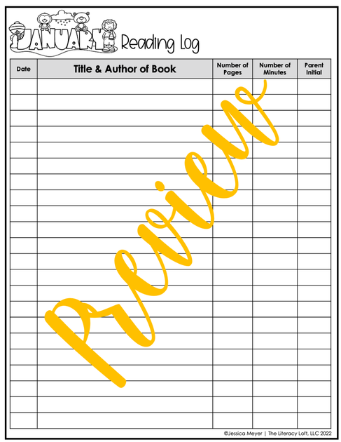 Reading Log {January} – The Literacy Loft