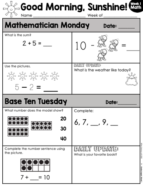 Math Morning Work 1st Grade {August} | Distance Learning | Google Apps ...