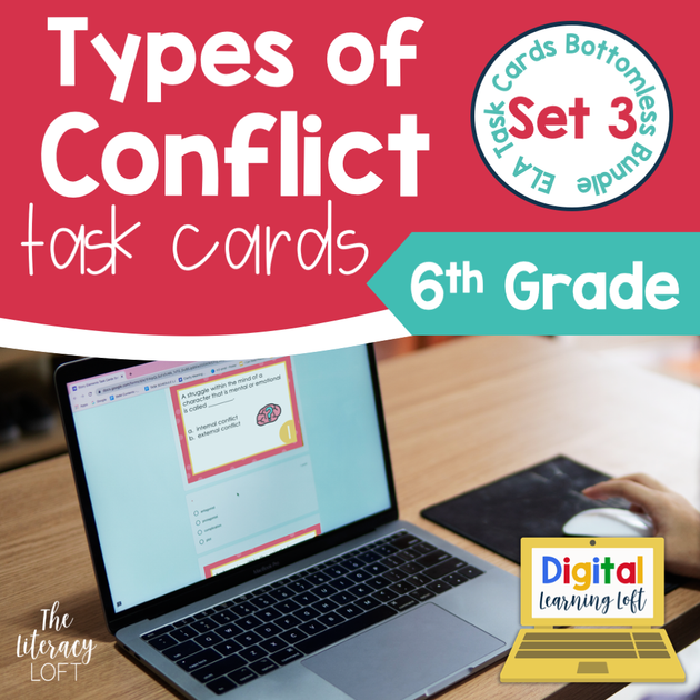 Types of Conflict Task Cards 6th Grade | Distance Learning | Google Sl ...