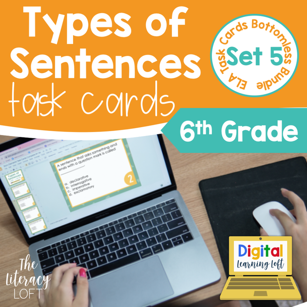 Types of Sentences Task Cards 6th Grade | Distance Learning | Google S ...