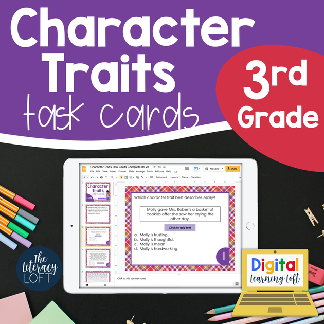 Character Traits Task Cards 3rd Grade | Distance Learning | Google Sli ...