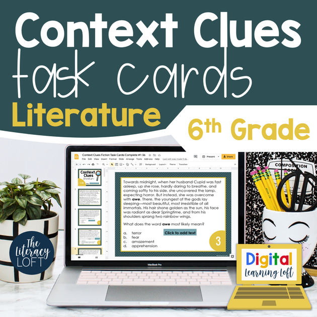 Context Clues Literature Task Cards 6th Grade | Distance Learning | Go ...