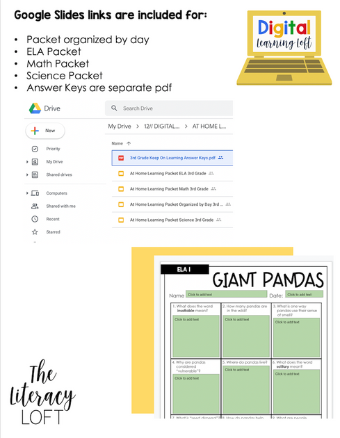 4 Week At Home Learning Packet (3rd Grade) | Distance Learning | Googl ...