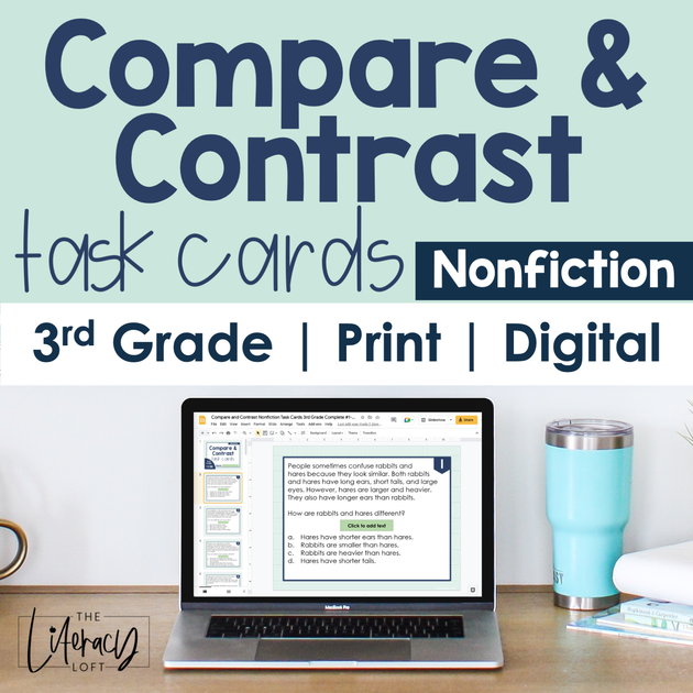 Compare and Contrast (Nonfiction) Task Cards 3rd Grade I Google Slides ...