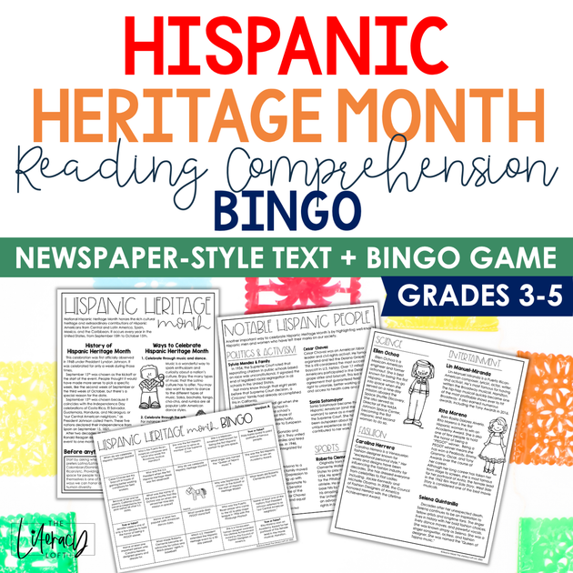 Hispanic Heritage Month Reading Comprehension Bingo – The Literacy Loft