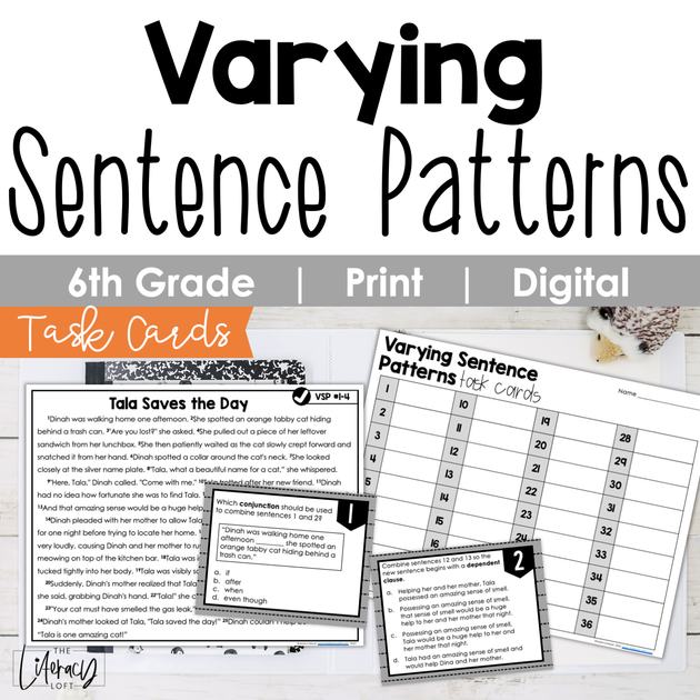 Varying Sentence Patterns Task Cards 6th Grade | Google Apps – The ...