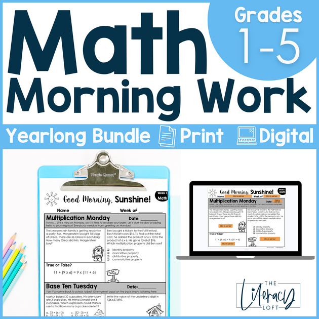 Math Morning Work Grades 1-5 {Bundle} | Distance Learning | Google Sli ...
