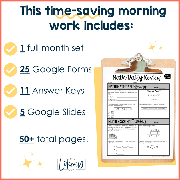 Math Daily Review 6th Grade {September} | Distance Learning | Google A ...