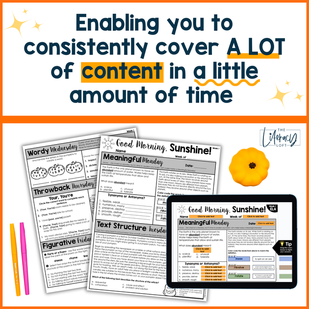 ELA Morning Work 5th Grade {October} | Distance Learning | Google Slid ...
