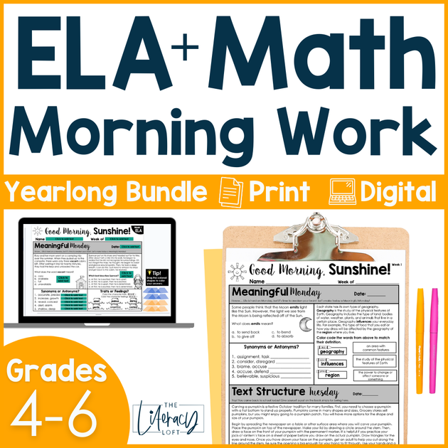 ELA and Math Morning Work Grades 4-6 Bundle – The Literacy Loft