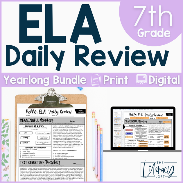 7th Grade ELA Daily Spiral Review Bellringers – The Literacy Loft