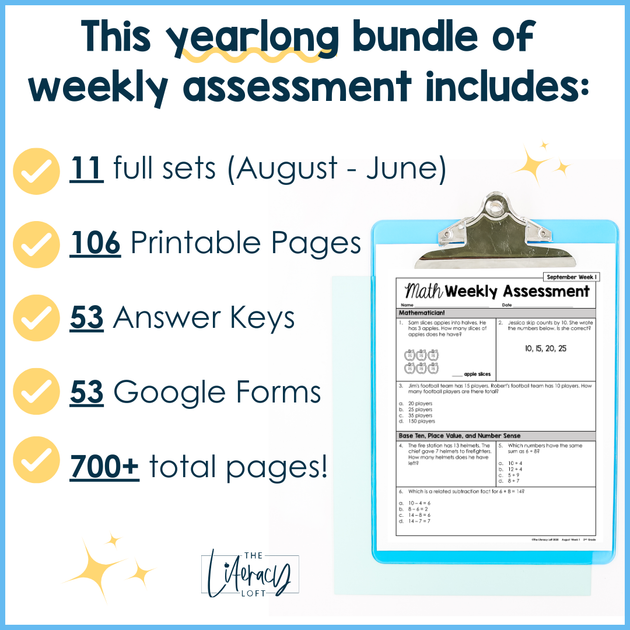 Math Weekly Assessments 2nd Grade | Printable | Google Forms – The ...