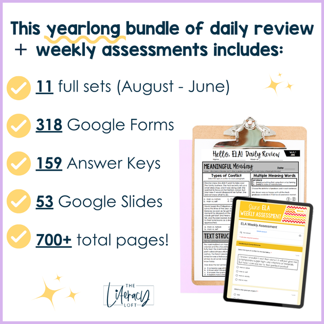 6th Grade ELA Daily Review and Weekly Assessment Bundle – The Literacy Loft