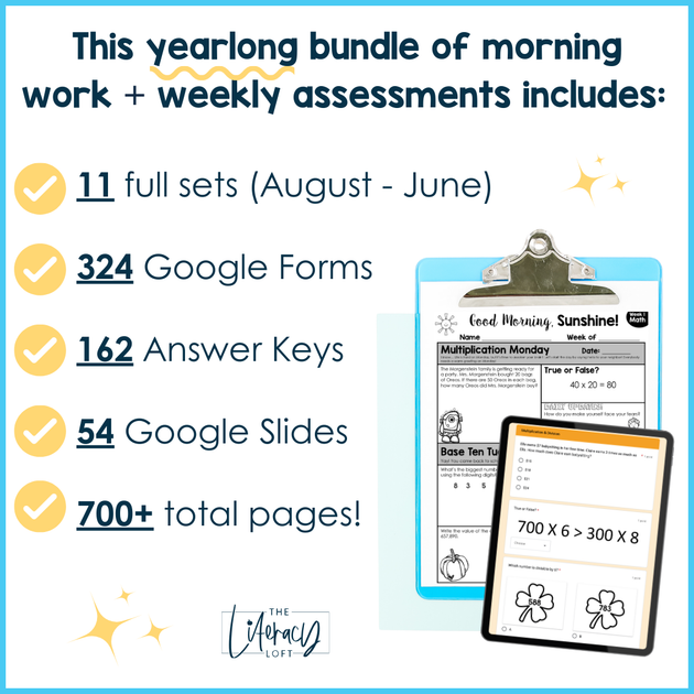 4th Grade Math Morning Work and Weekly Assessments Bundle – The ...