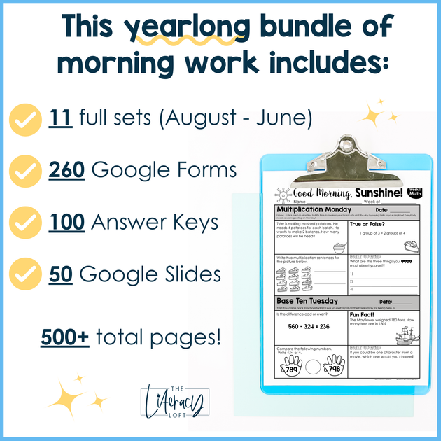 Math Morning Work 3rd Grade Bundle | Printable | Google Slides and For ...