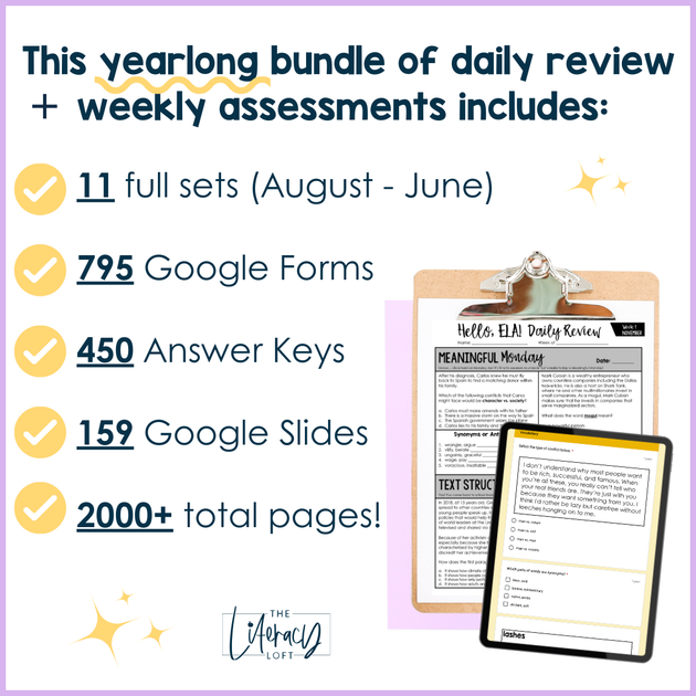 6th-8th Grade ELA Daily Review and Weekly Assessment Bundle – The ...