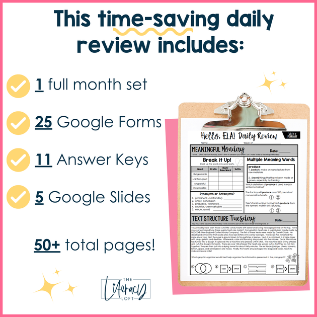 ELA Daily Review 6th Grade {February} I Distance Learning I Google Sli ...