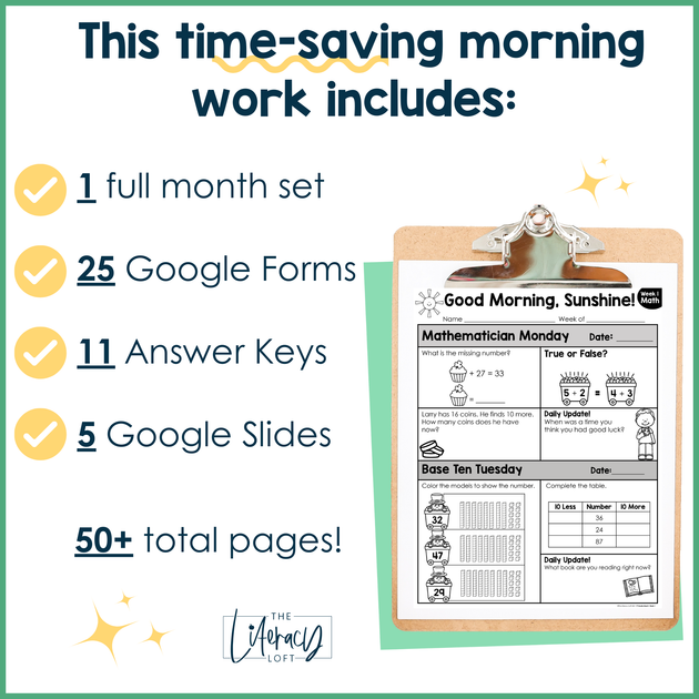 Math Morning Work 1st Grade {March} I Google Apps – The Literacy Loft