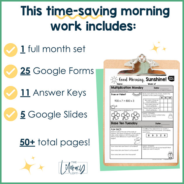 Math Morning Work 4th Grade {March} I Distance Learning I Google Apps ...