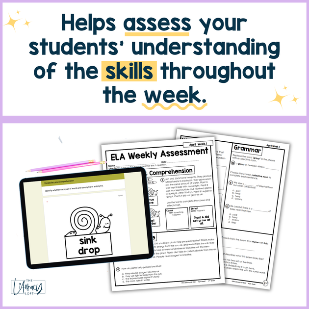ELA Weekly Assessments 2nd Grade April Morning Work | Printable | Goog ...