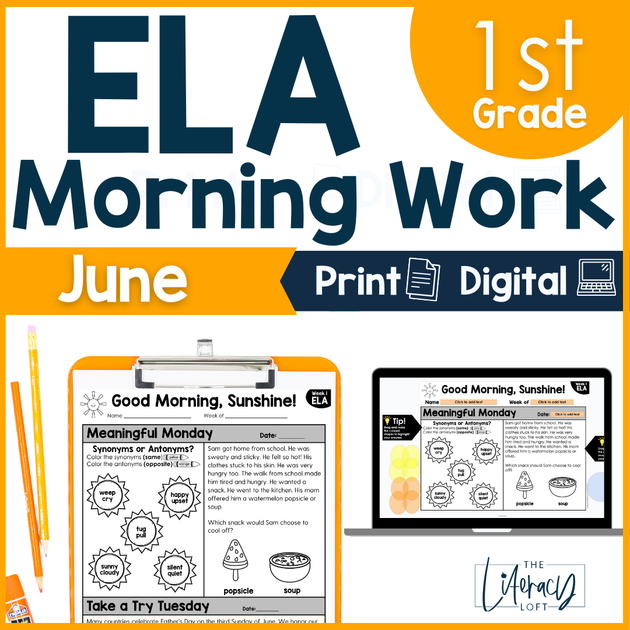 ELA Morning Work 1st Grade (June) | Google Slides – The Literacy Loft