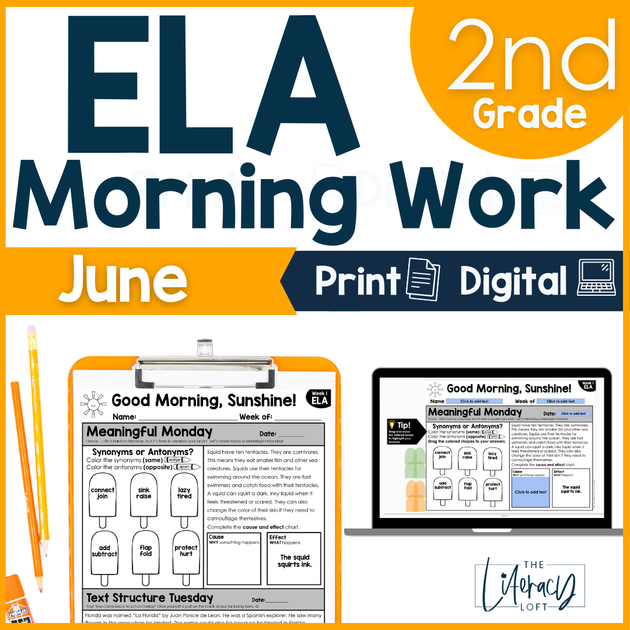 ELA Morning Work 2nd Grade {June} | Distance Learning | Google Slides ...