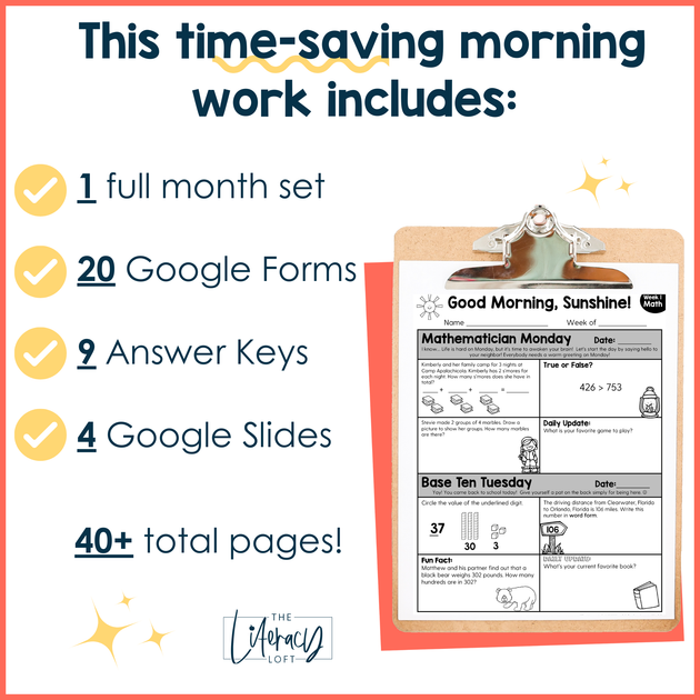 Math Morning Work 3rd Grade {August} | Google Apps – The Literacy Loft