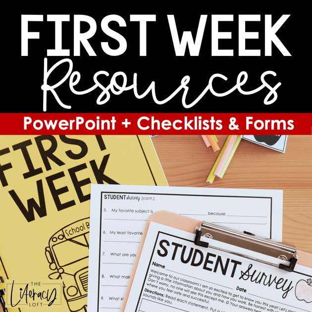 First Week Resources PowerPoint + Checklists & Forms – The Literacy Loft