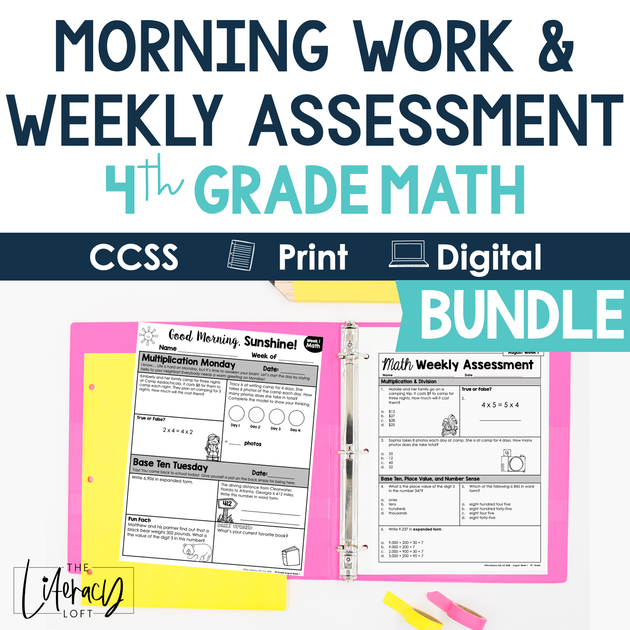 4th Grade Math Morning Work and Weekly Assessments Bundle – The ...