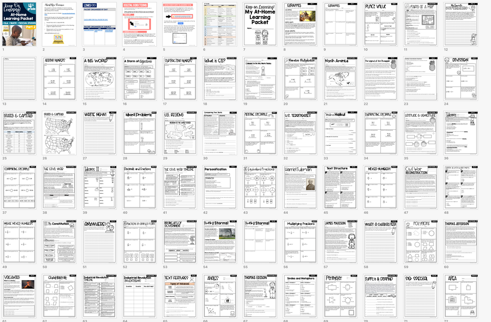 At Home Learning Packet Part 2 (4th Grade) | Google Slides – The ...