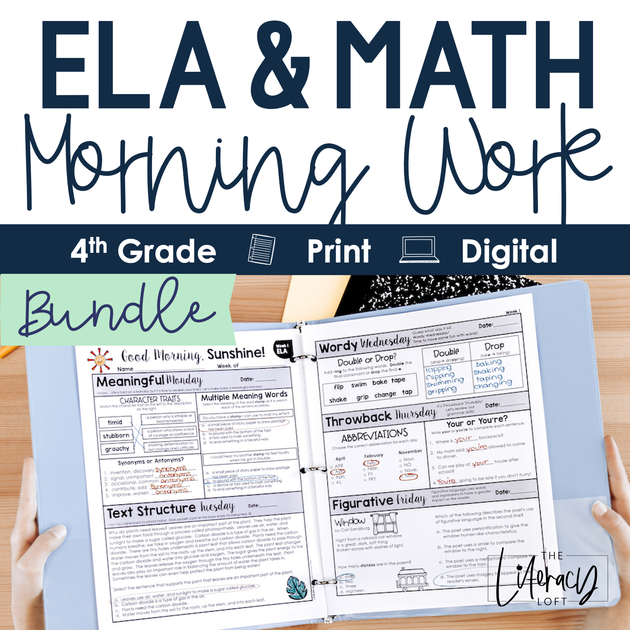 ELA + Math Morning Work 4th Grade {The Bundle} Google Slides + Forms ...