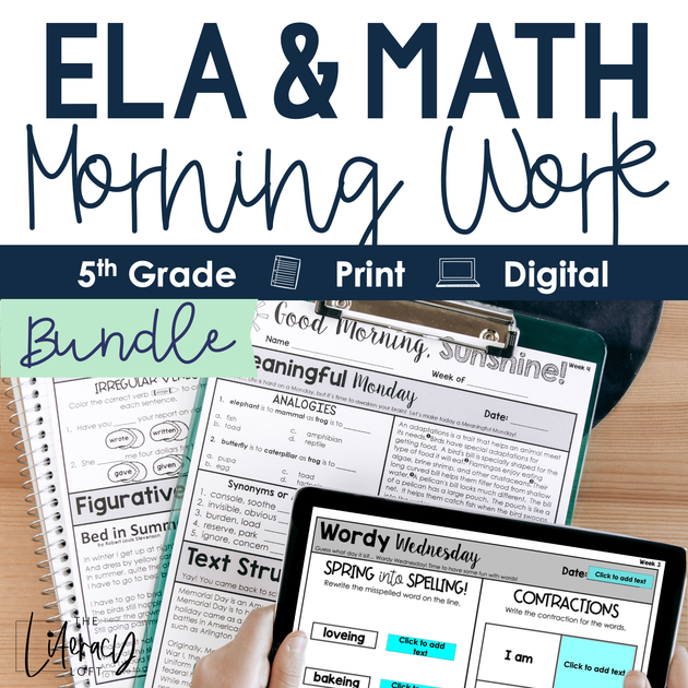 ELA + Math Morning Work 5th Grade {The Bundle} Google Slides + Forms ...