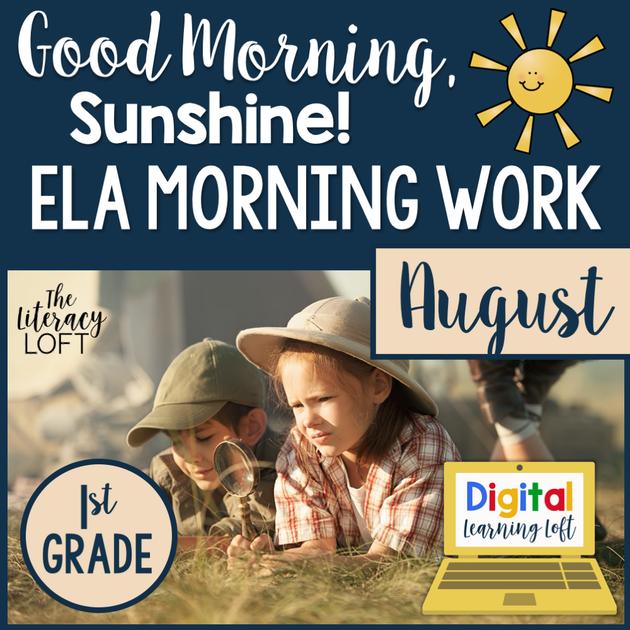 1st Grade ELA Morning Work (August) | Distance Learning | Google Slide ...