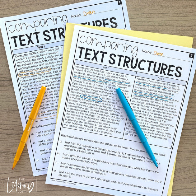 Comparing Text Structures – The Literacy Loft