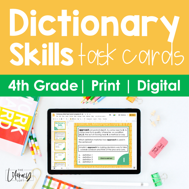 Dictionary Skills Task Cards 4th Grade I Google Slides and Forms – The ...