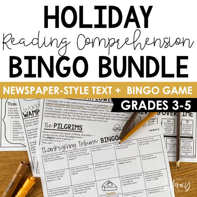 Reading Comprehension Bingo (Holiday Bundle) – The Literacy Loft