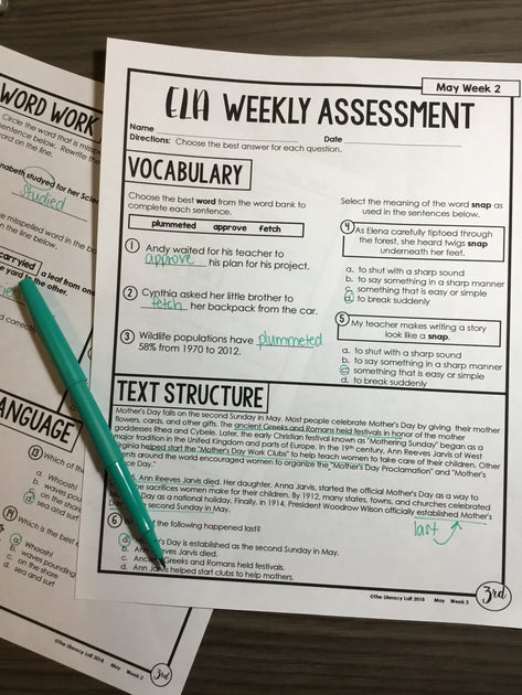 ELA Weekly Assessments 3rd Grade | Printable | Google Forms – The ...