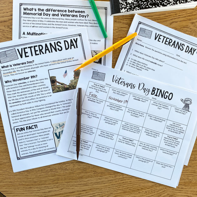 Veterans Day Reading Comprehension (FREEBIE!) – The Literacy Loft