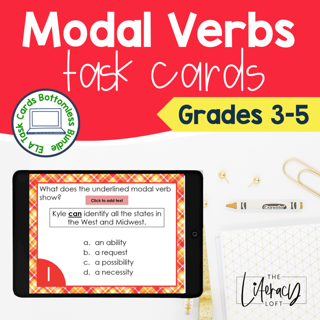 Modal Verbs Task Cards Grades 3-5 | Distance Learning | Google Slides ...