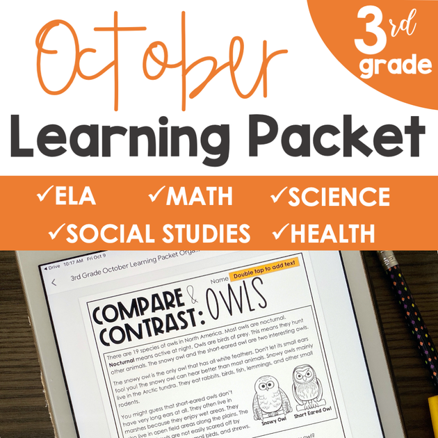 October No Prep Packet 3rd Grade – The Literacy Loft