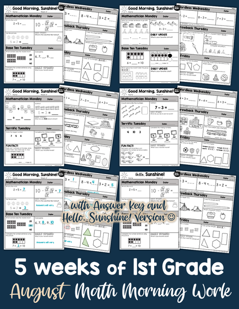 Math Morning Work 1st Grade {August} | Distance Learning | Google Apps ...