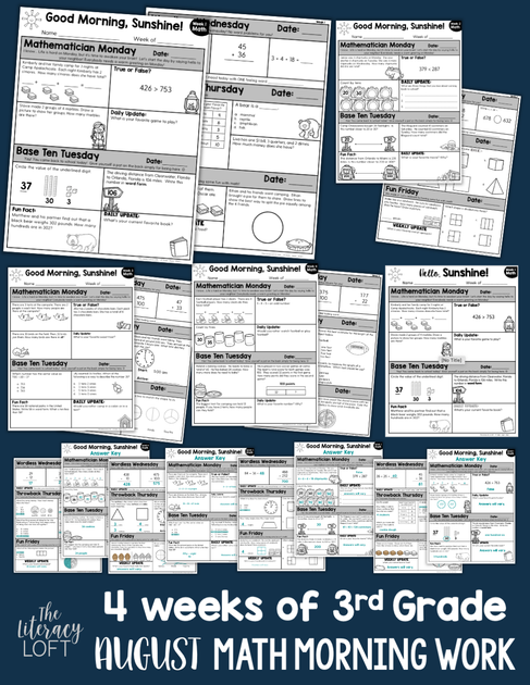 Math Morning Work 3rd Grade {August} | Distance Learning | Google Apps ...