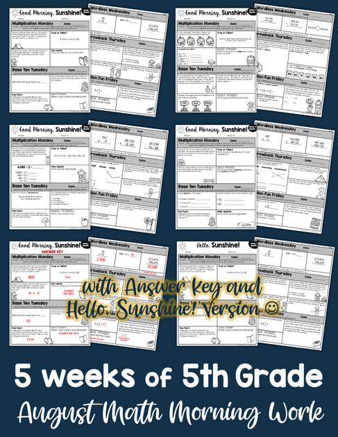 Math Morning Work 5th Grade {August} | Distance Learning | Google Slid ...
