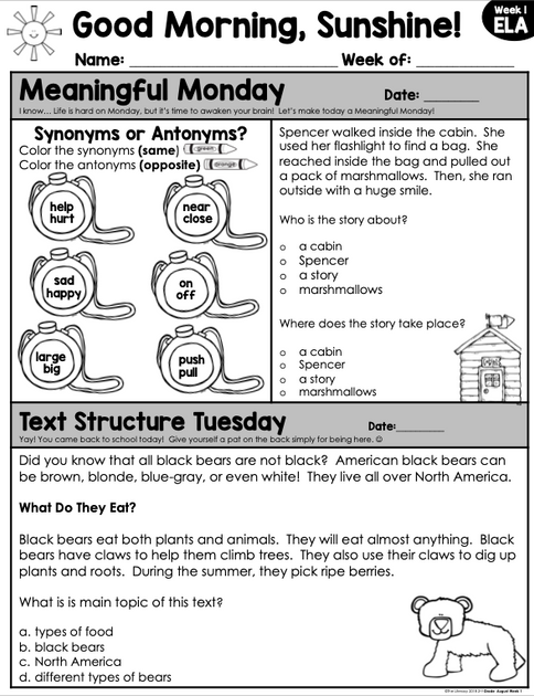 ELA Morning Work 2nd Grade {August} | Distance Learning | Google Slide ...