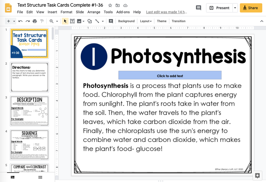 Text Structure Task Cards {Scientific Concepts} | Distance Learning ...