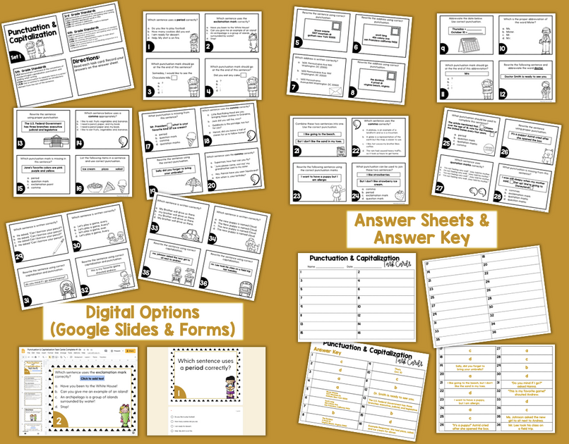Punctuation & Capitalization Task Cards | Google Slides & Forms – The ...