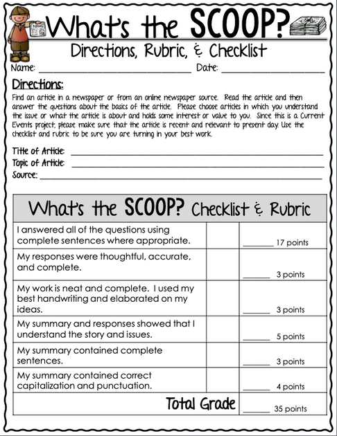 Current Event Newspaper Assignment-What's the SCOOP? | Google Slides ...