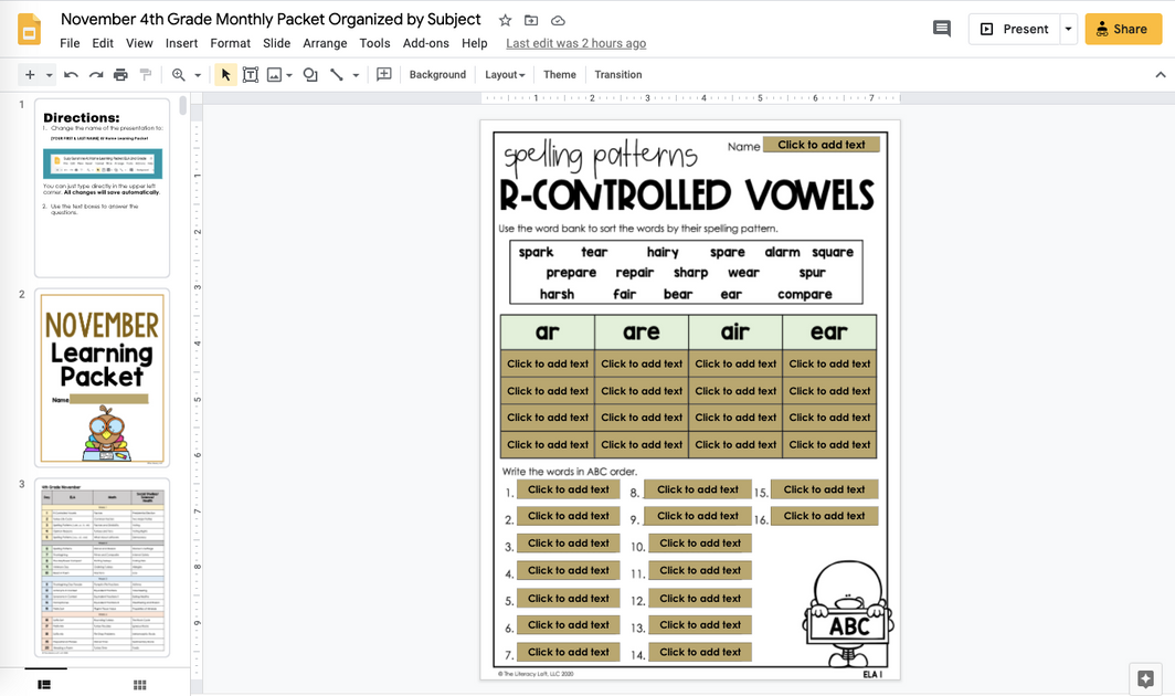 November No Prep Packet 4th Grade – The Literacy Loft