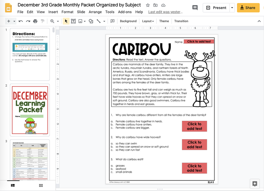 December No Prep Packet 3rd Grade – The Literacy Loft